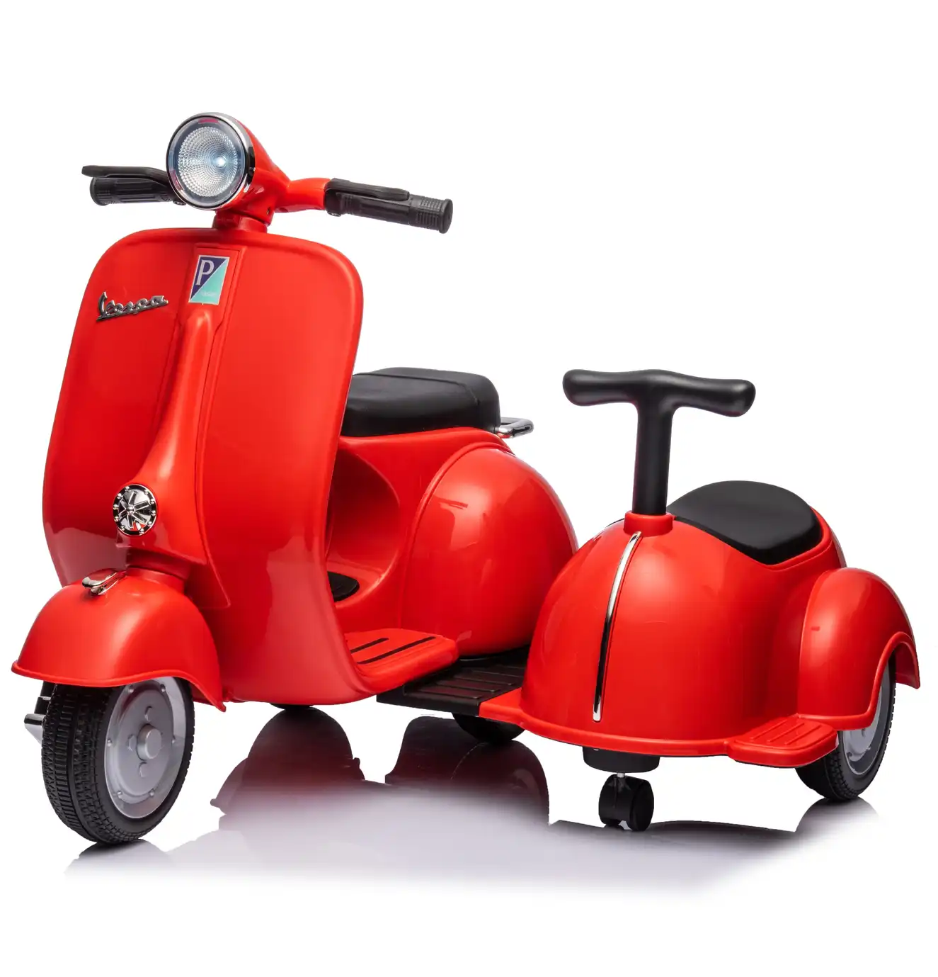 6V Licensed Classic Vespa Electric Ride-On Scooter with Sidecar - Dual ...